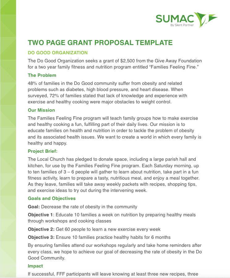 One Page Grant Proposal Template